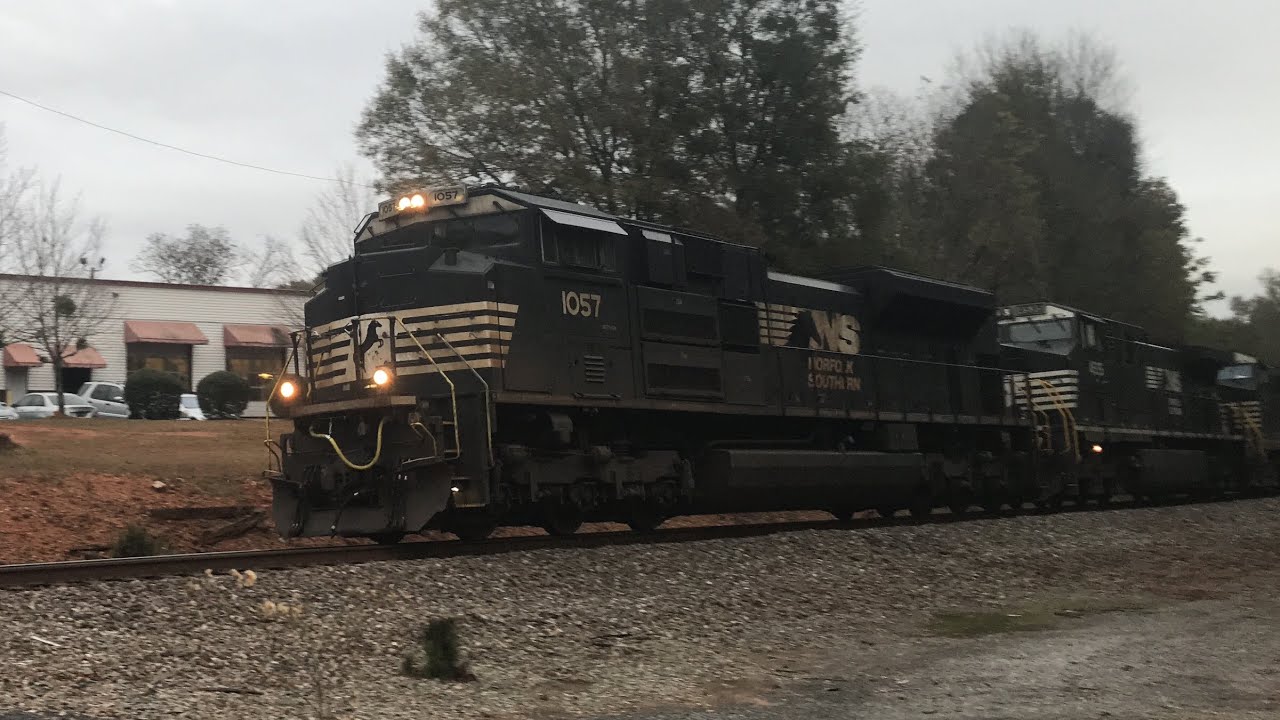 NS 174 Clears Jodeco Rd with BNSF Locomotive trailing 4th - YouTube