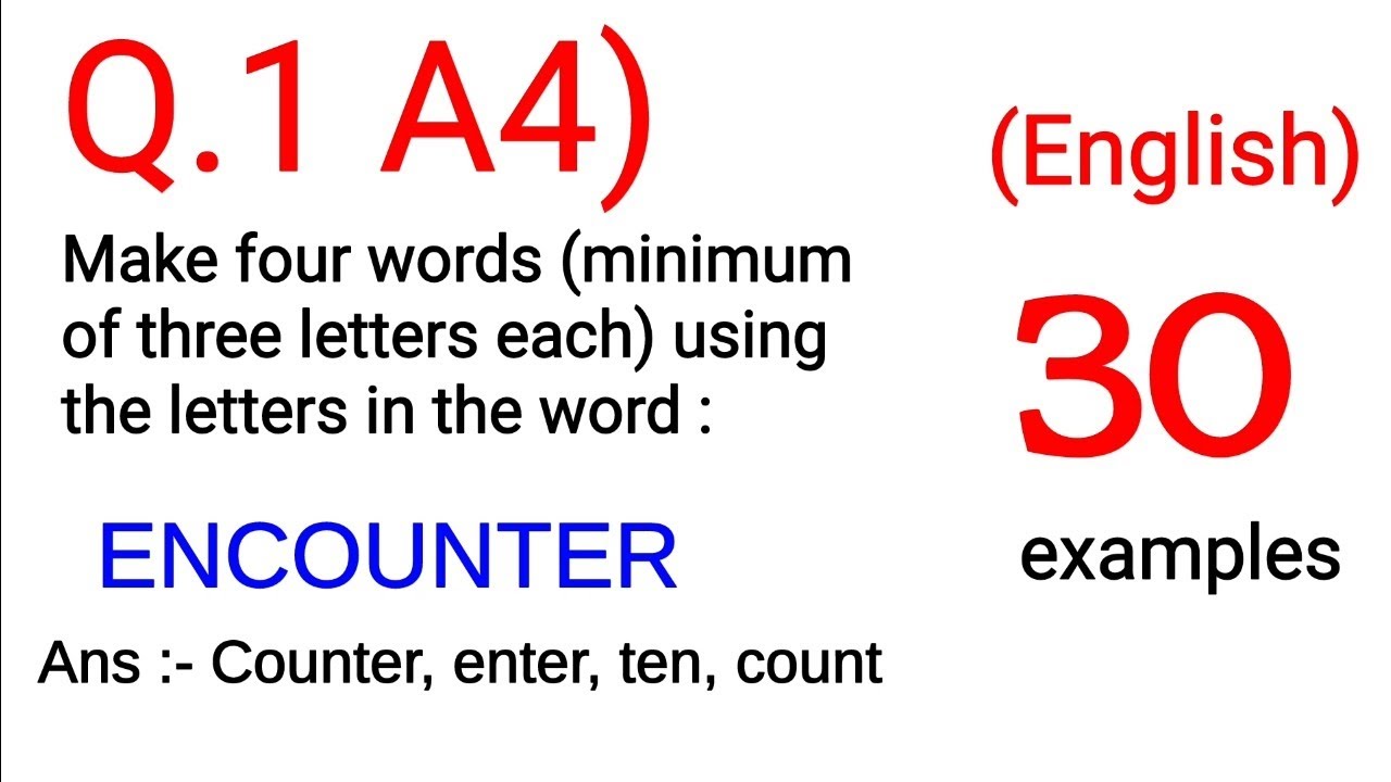 10th & 9th exam study | English |Q.1 A4. make four words (minimum of 3 ...