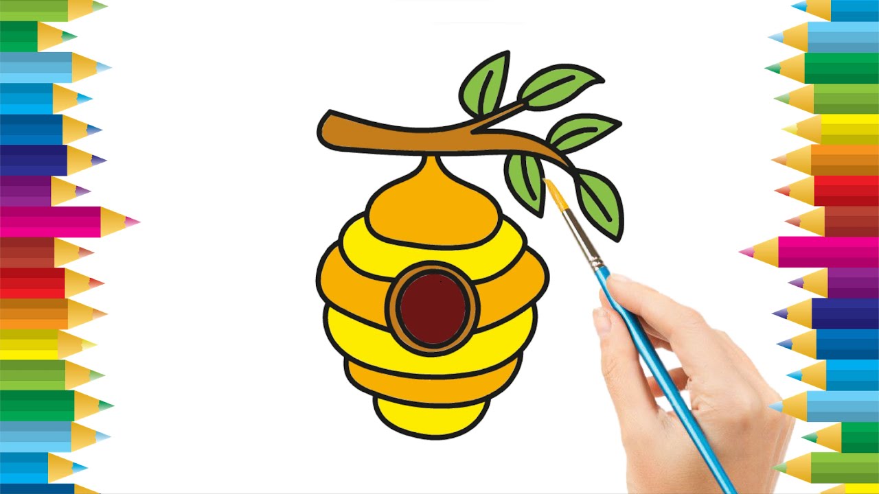 Beehive Drawing, Coloring Painting for kids | How to draw Beehive - YouTube