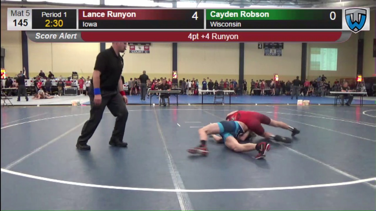 2065 Cadet Men 145 Lance Runyon Iowa vs Cayden Robson Wisconsin ...