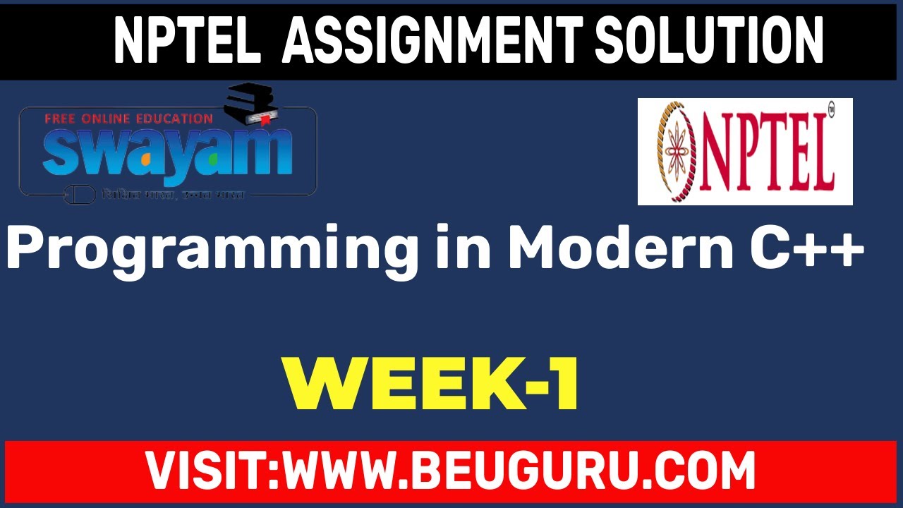 Nptel Programming In Modern C Week 1 Assignment 1 Answers Solutions Quiz 2024 Youtube