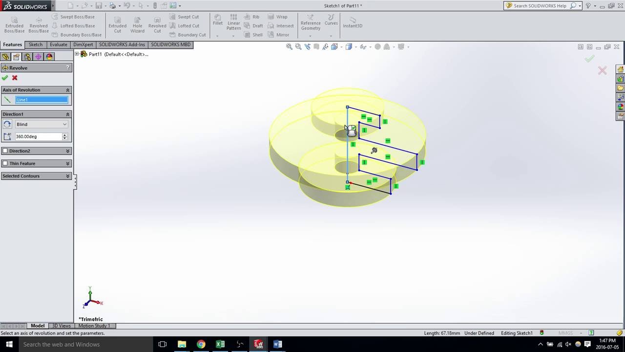 Revolve around center (revolved boss base) - solidworks 2015 - video 64 ...