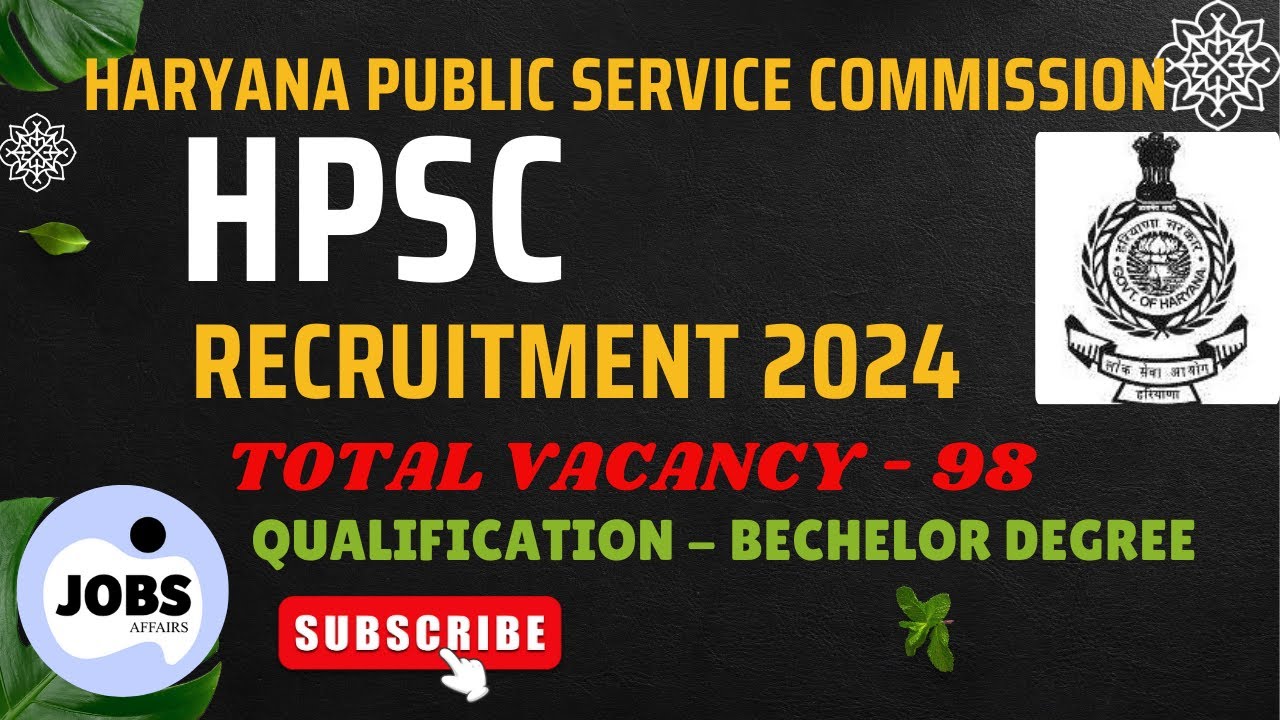 HPSC Latest Recruitment 2024 | HPSC Assistant Director Recruitment 2024 ...