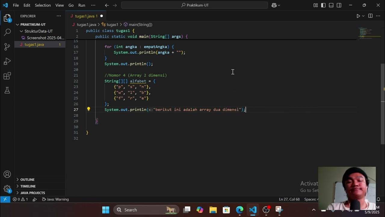 TUGAS 1 STRUKTUR DATA - PEMROGRAMAN JAVA (UNIVERSITAS TERBUKA) - YouTube