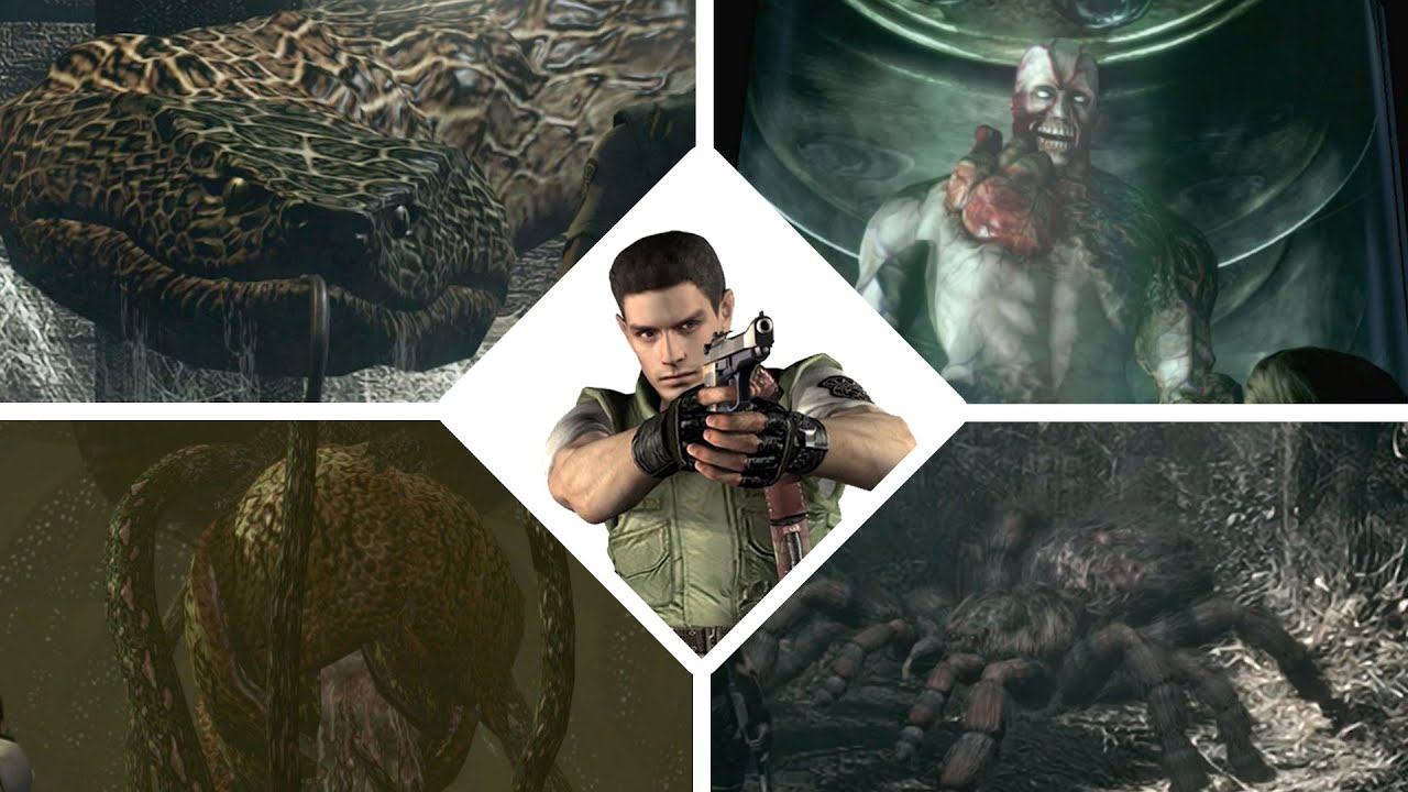 Resident Evil 1 Remake - ALL BOSSES (Chris Story) - YouTube