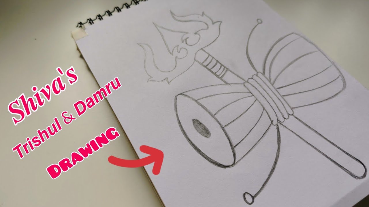Shiva Trishul and Damru Drawing | Easy Mahadev Drawing for Beginners ...