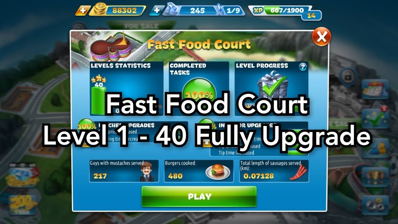 Cooking Fever - Fast Food Court Level 1-40 (3 Stars) Fully Upgrade New ...