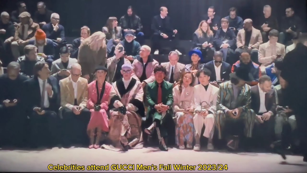 Celebrities Gucci Men's FW2023/24 Show |Kai, LU Han,Nick Cave,Ghali ...
