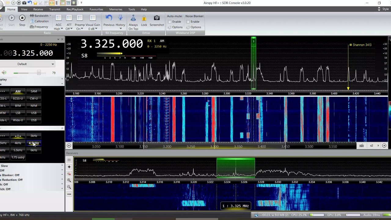 RRI Pro 1 Palangkaraya 3325kHz SDR Console 2020 03 07 19h 09m Airspy ...