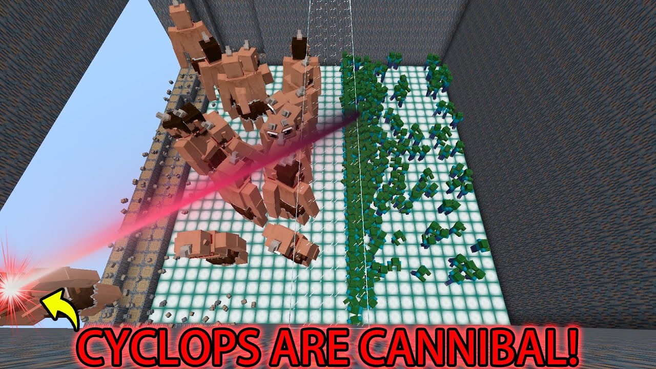 200 Zombies VS 20 Cyclops In Minecraft Mob Battle ! - YouTube