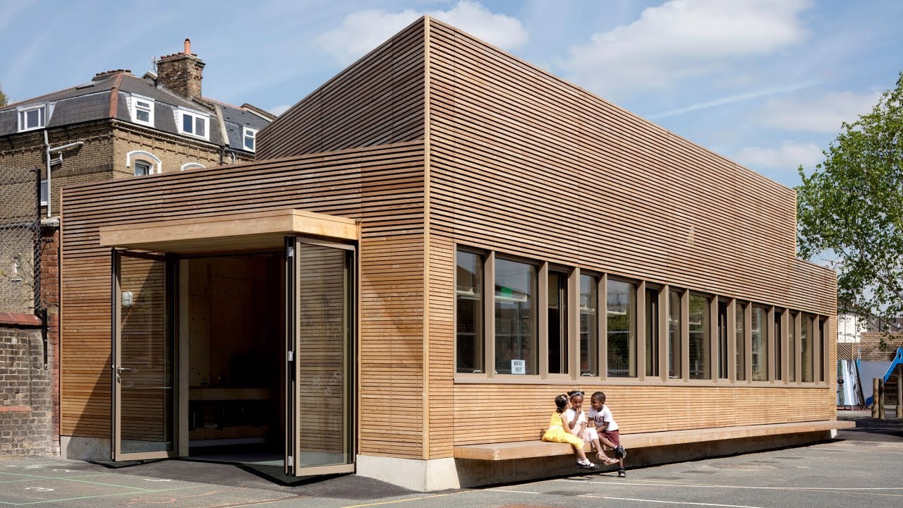 AY Architects adds timber science laboratory to London school - YouTube