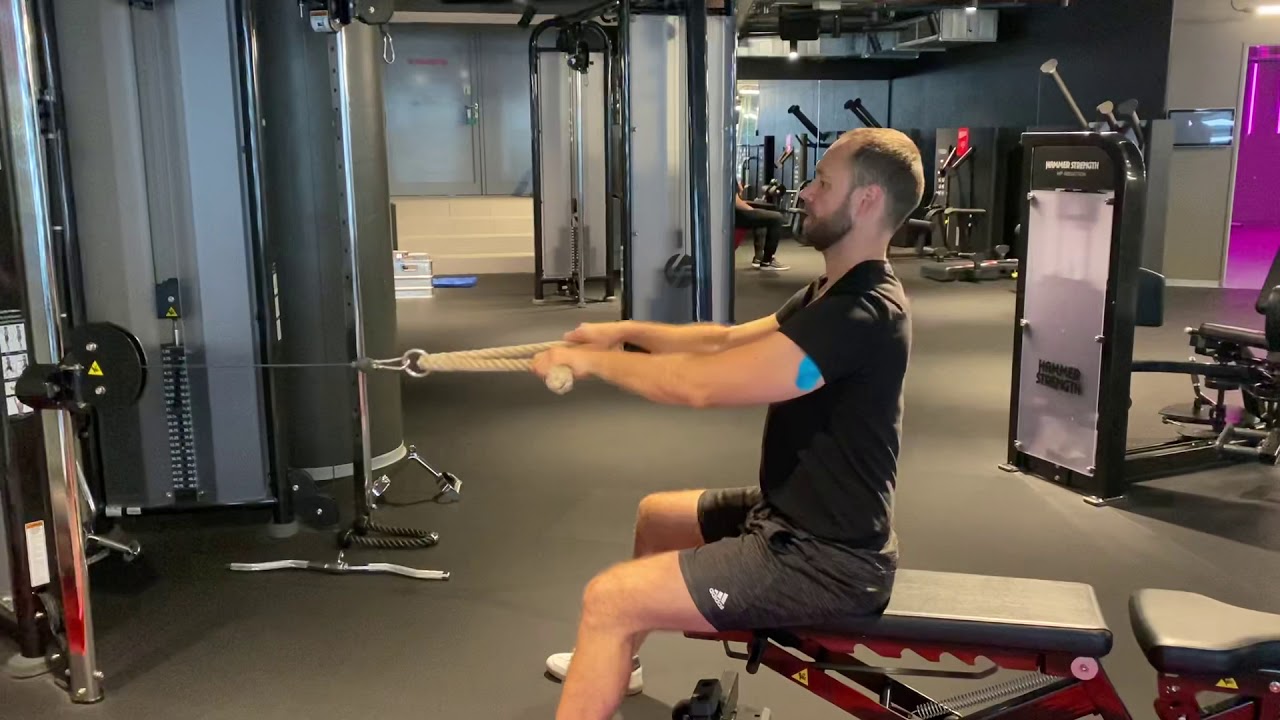 Rope row to forehead, pronated - YouTube