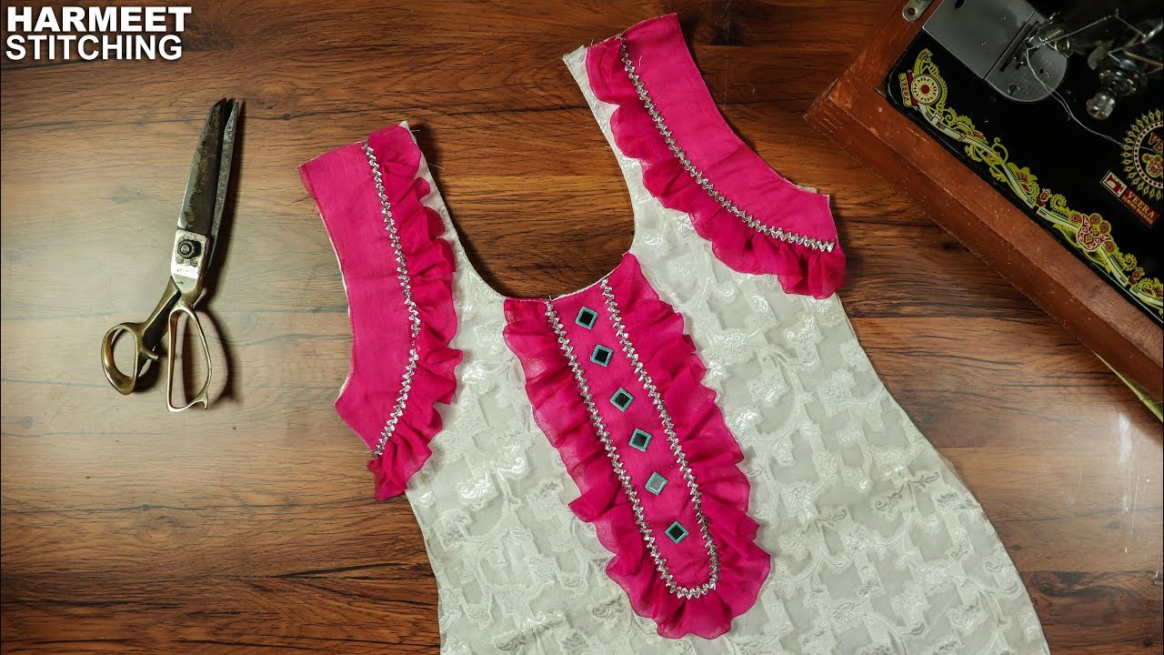 Latest Neck Design with Frill work // frill Neck Design - YouTube