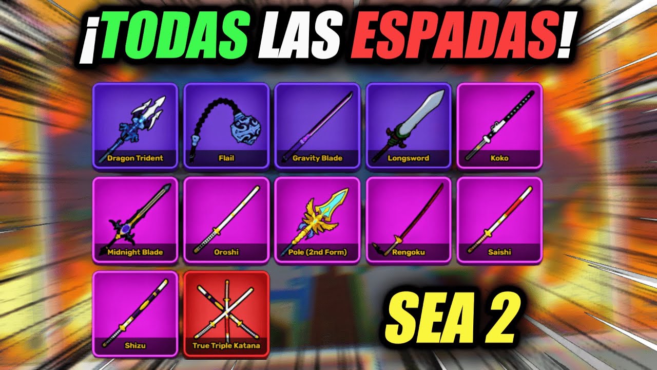 Como conseguir TODAS las ESPADAS del SEA 2 en Blox Fruits - YouTube