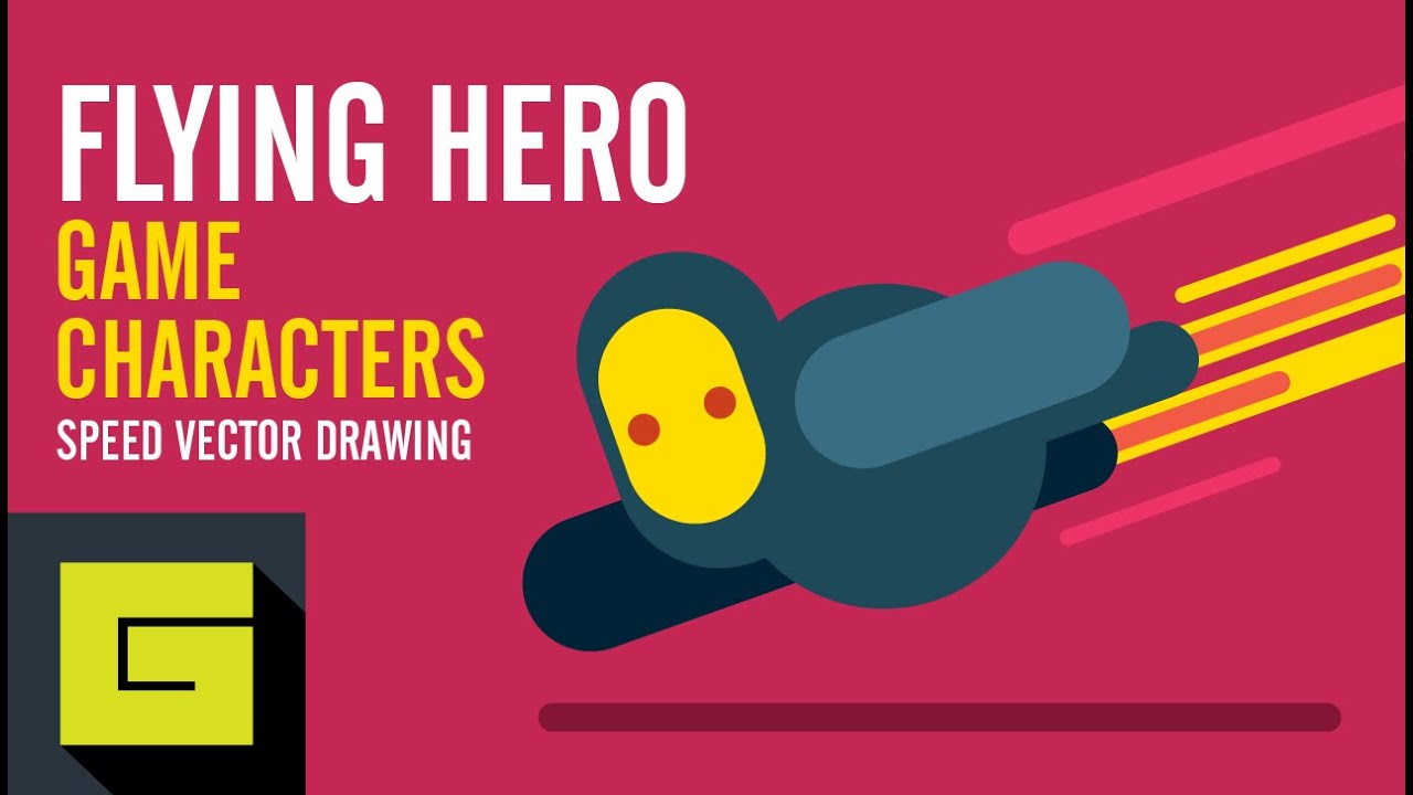 Speed Drawing, How to draw Game Character, Flying Hero, Adobe ...