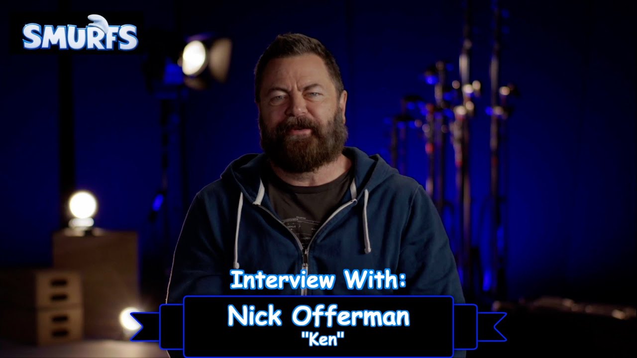 "The Smurf Movie" interview with Nick Offerman "Ken" - YouTube