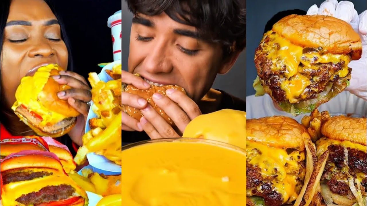 ASMR CHEESEBURGER 🧀*ONLY BITES*MUKBANG COMPILATION - YouTube