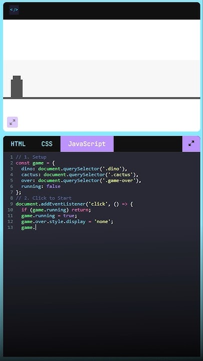 Code 8 | Dino Game in HTML + CSS + JS 🦖 #html #coding #codegames #javascript - YouTube