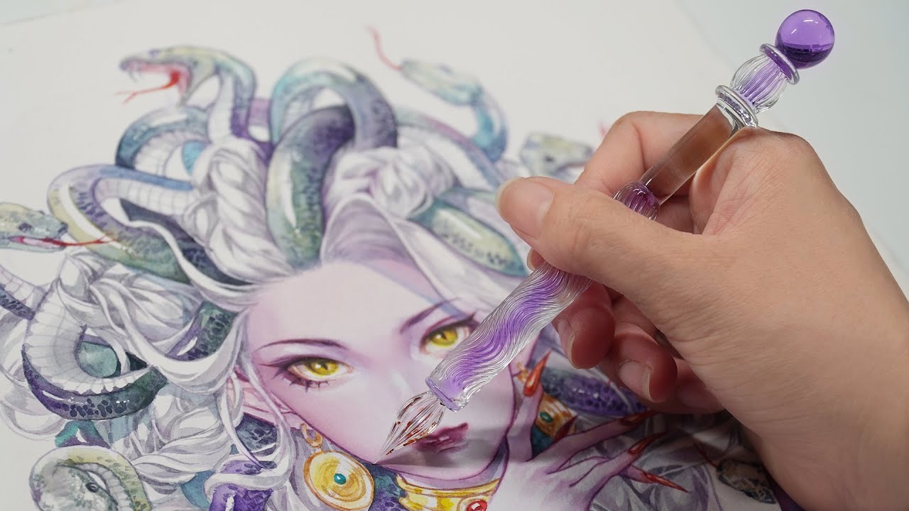 Drawing MEDUSA with Glass Pen | Huta Chan - YouTube