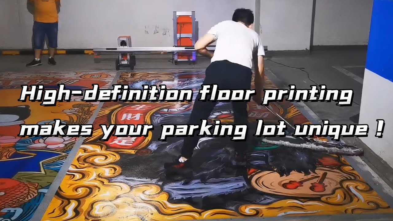 High definition floor printing makes your parking lot unique! - YouTube