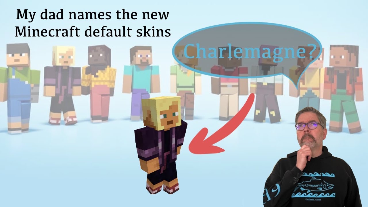 My dad guesses the names of the new Minecraft default skins - YouTube