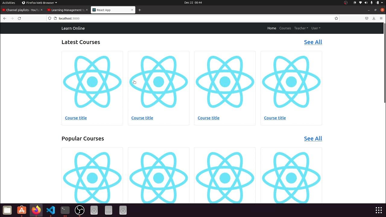 Teacher Dashboard Layout Completed with ReactJs | Learning Management System in Django ReactJs ...