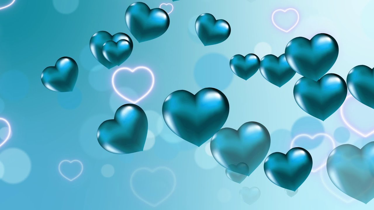 💙Floating 3D Cyan Heart & 🤍White Neon Lights Love Heart Background ...