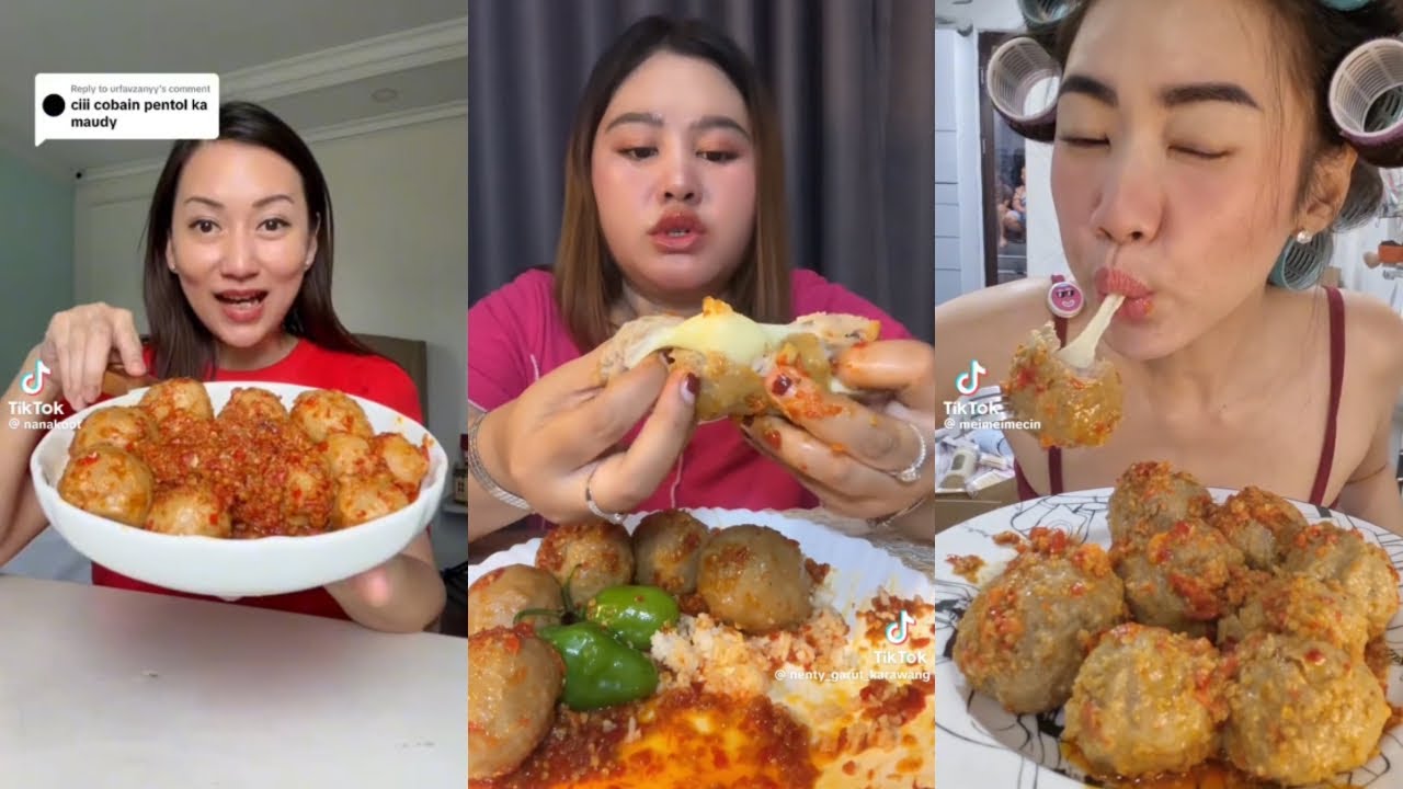 MAKAN CIMOOD BAKSO PENTOL MAUDY MOZARELLA LUMER BANGET | KOMPILASI ...