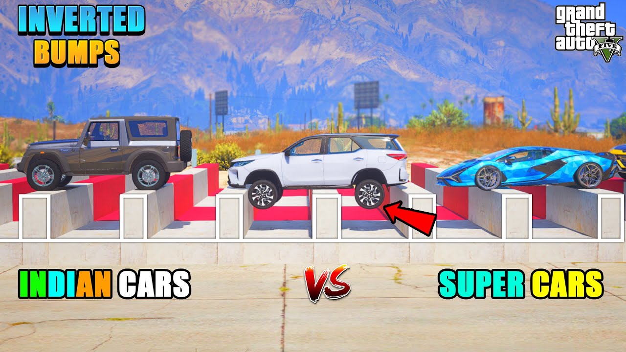 GTA 5 : Indian Cars VS Super Cars Inverted Speed Bumps Challenge - YouTube