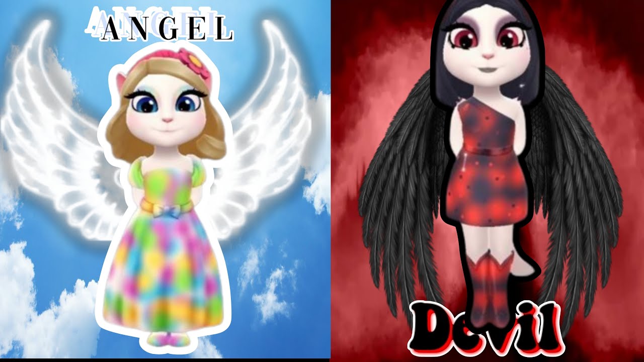Angel Angela vS Devil Angela. My Talking Angela. #videos #angel #devil ...