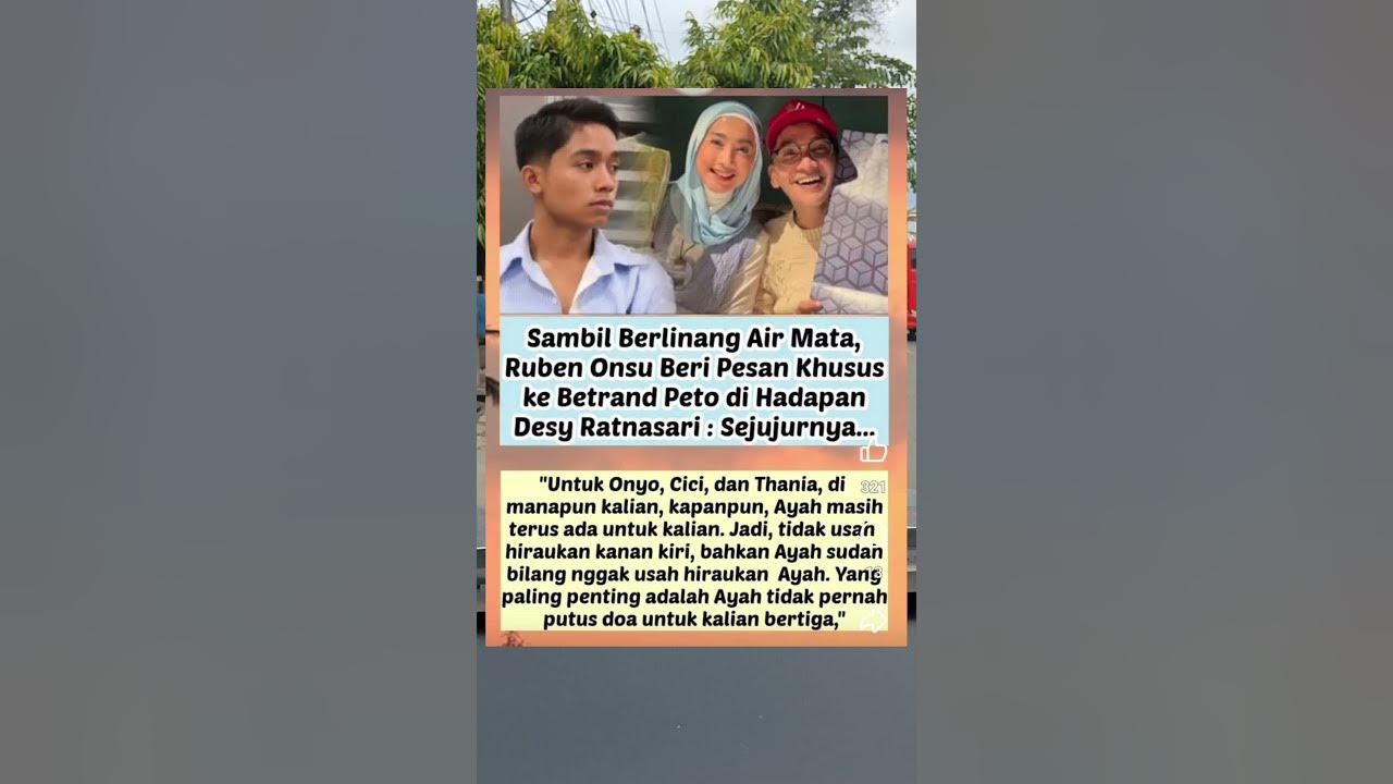 Ruben Onsu Beri Pesan Khusus ke Betrand Peto ,Ayah tdk pernah putus doa untuk Kalian bertiga# ...