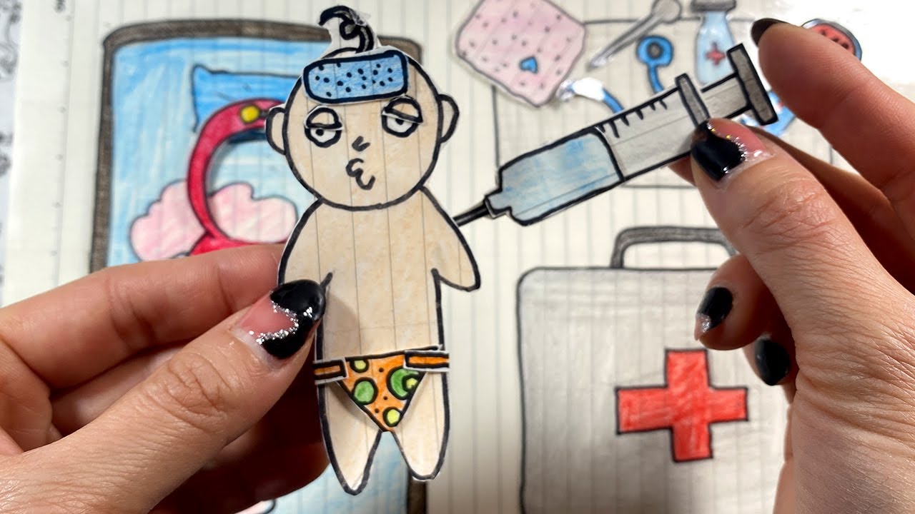 [💰paperdiy💰] 💉Baby is sick 💉Tutorial 종이 아픈 아기 놀이🌡paper play - YouTube