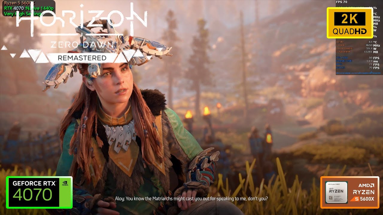 Horizon Zero Daw Remastered RTX 4070 Ryzen 5 5600X Native 1440p Very High Settings - YouTube