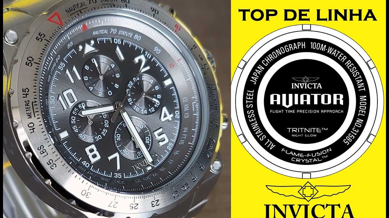 Relógio Masculino INVICTA Aviator 31585 *TRITNITE™ - YouTube