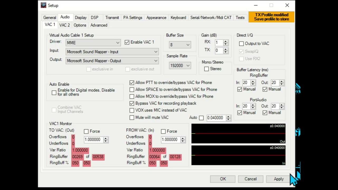 Thetis "Audio Tab" buffer size, rate, latency and port audio settings - YouTube