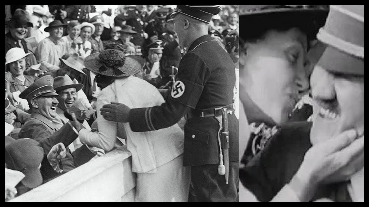 Hitler reacts to a kiss from excited American woman at the Berlin ...