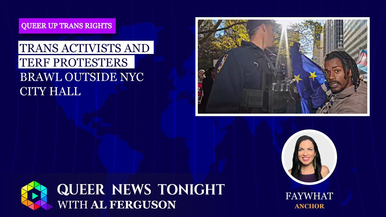 Trans Activists And TERF Protesters Brawl Outside NYC City Hall - YouTube