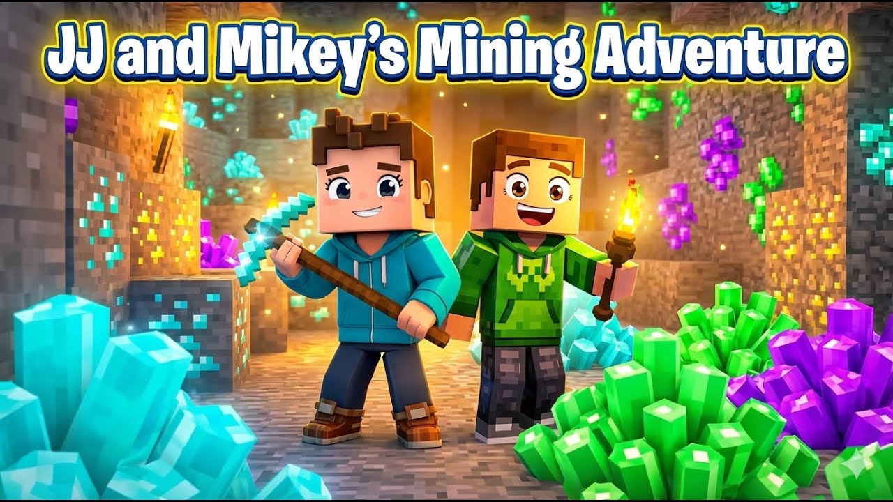 JJ and Mikey’s Mining Adventure | A Minecraft Story About Teamwork ...
