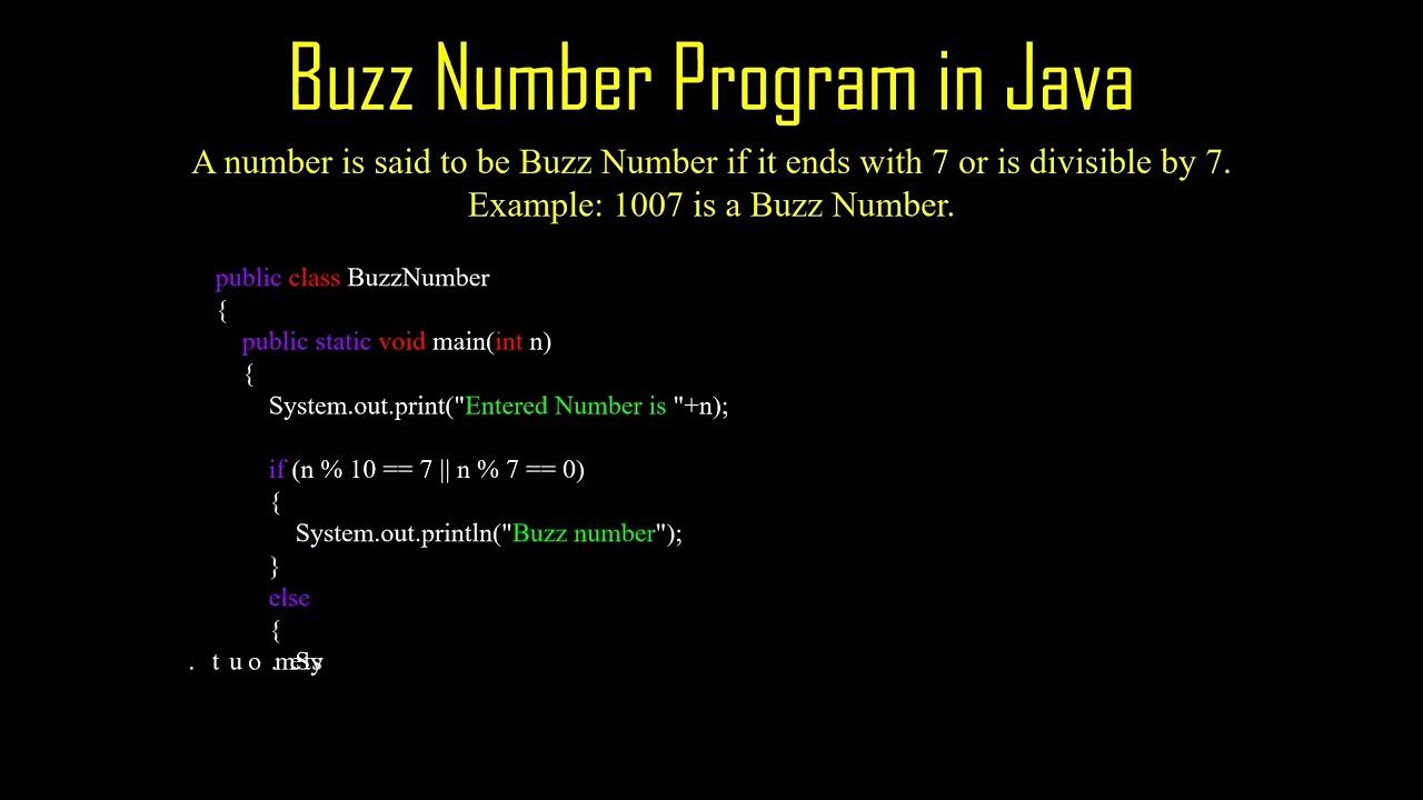 Buzz Number Program In Java Youtube