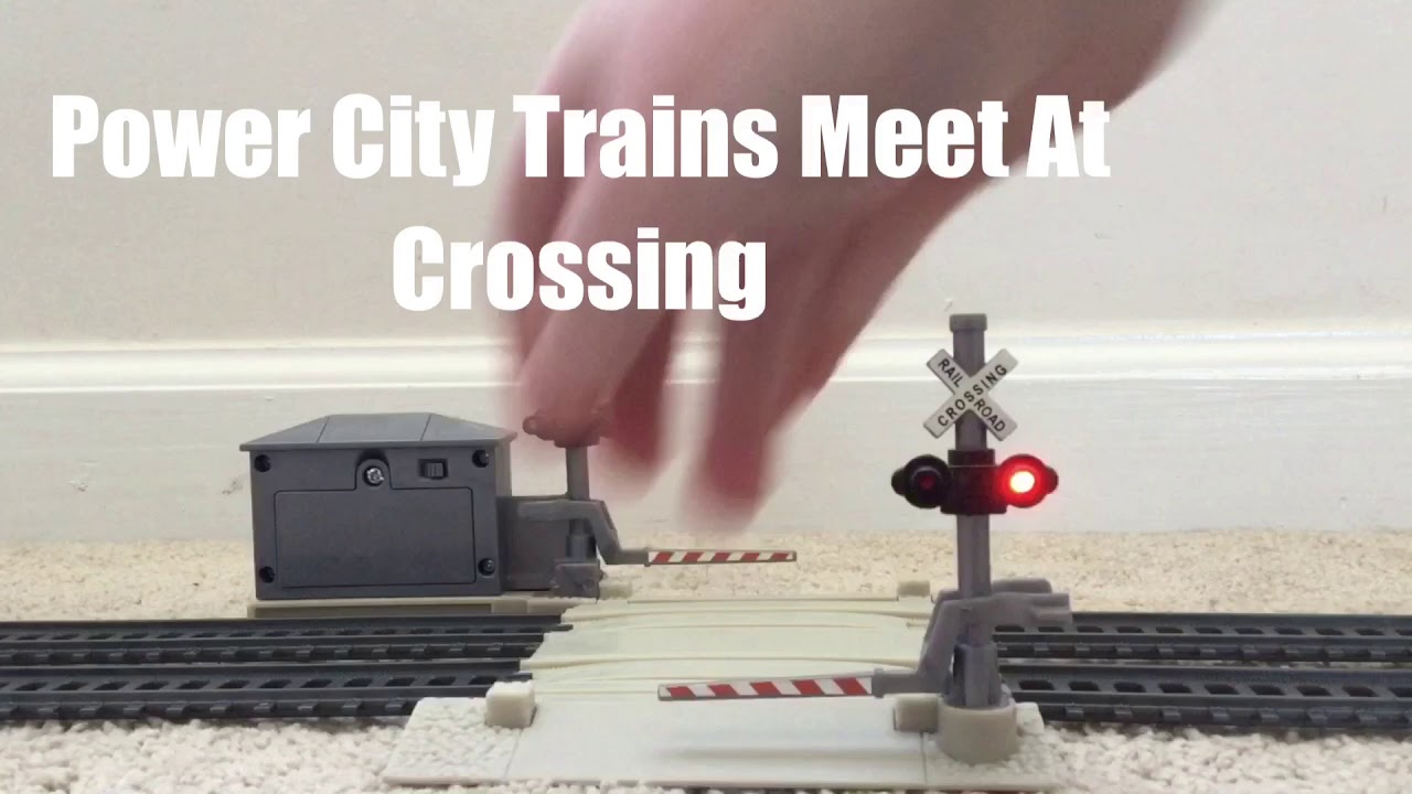 Power City Trains Meet At Crossing - YouTube