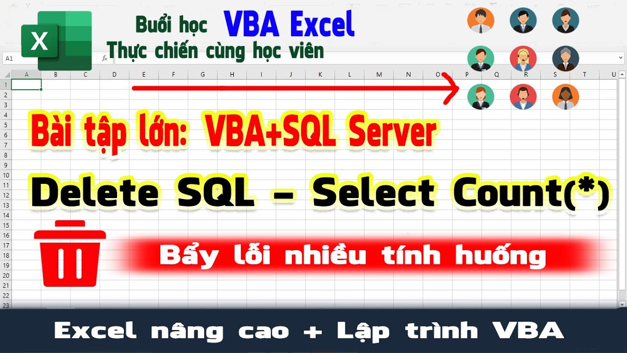 VBA Excel kết hớp SQL Delete và Select Count (đếm dữ liệu) | NT Software - YouTube