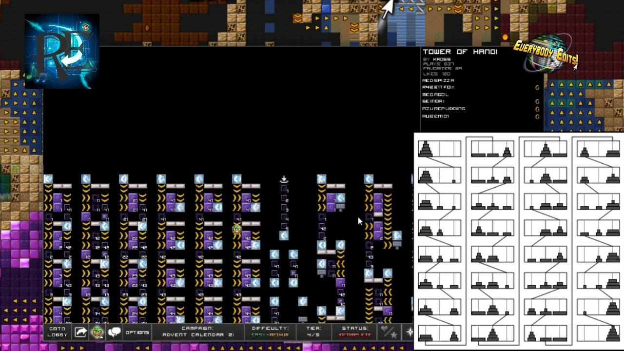 Everybody Edits Campaign - Tower of Hanoi - YouTube