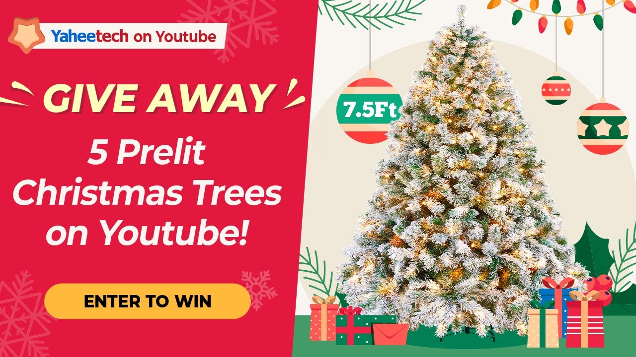 Giveaway 5 Christmas trees (7.5ft) from Yaheetech - YouTube