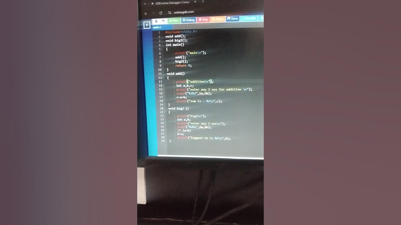 #function addition of two numbers and big 2 function #cprogramming # ...