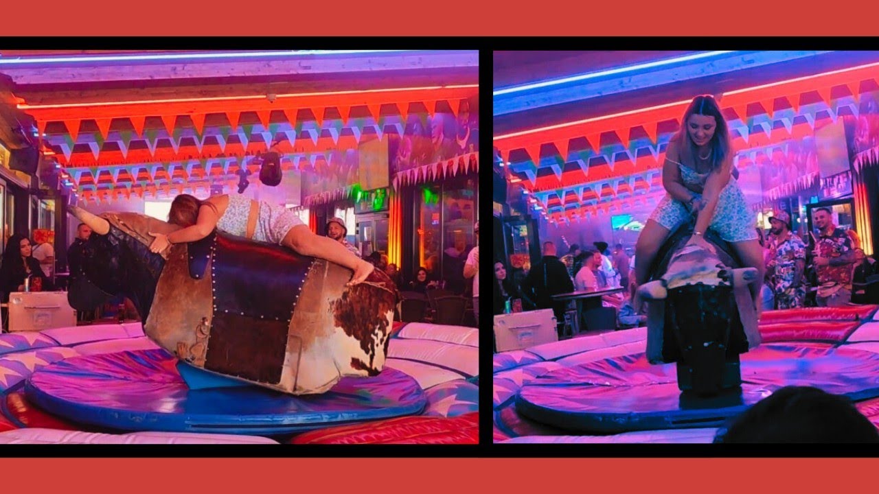 Mechanical bull 🐂riding Dec 07th in Benidorm 🐂 - YouTube