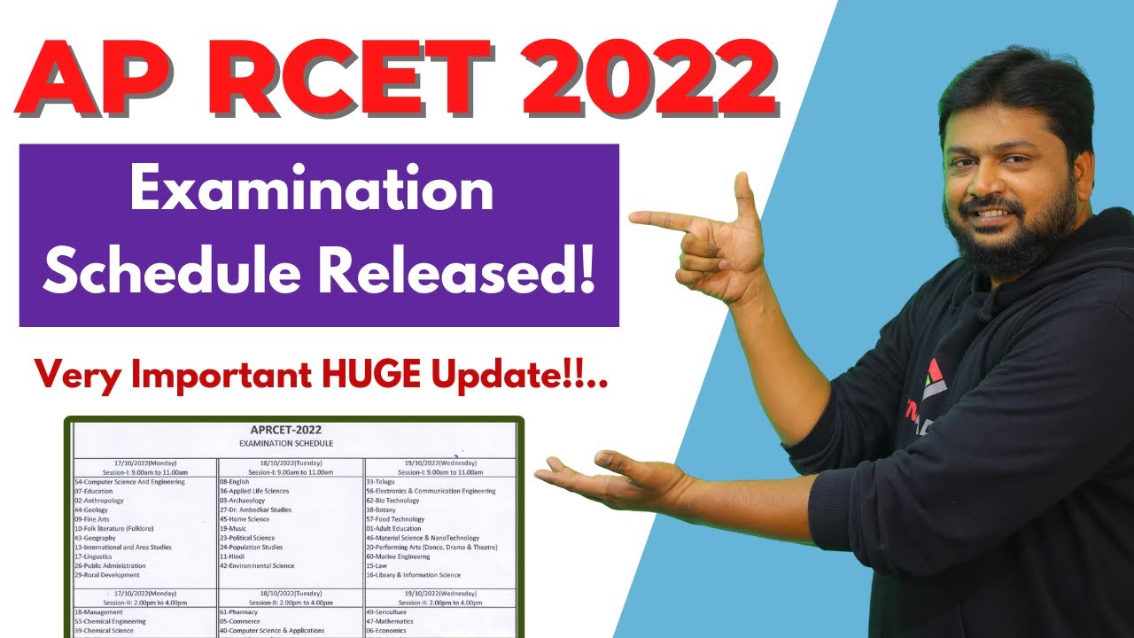 Examination Schedule Released !!- AP RCET 2022 #aprcet #aprcet2022 # ...
