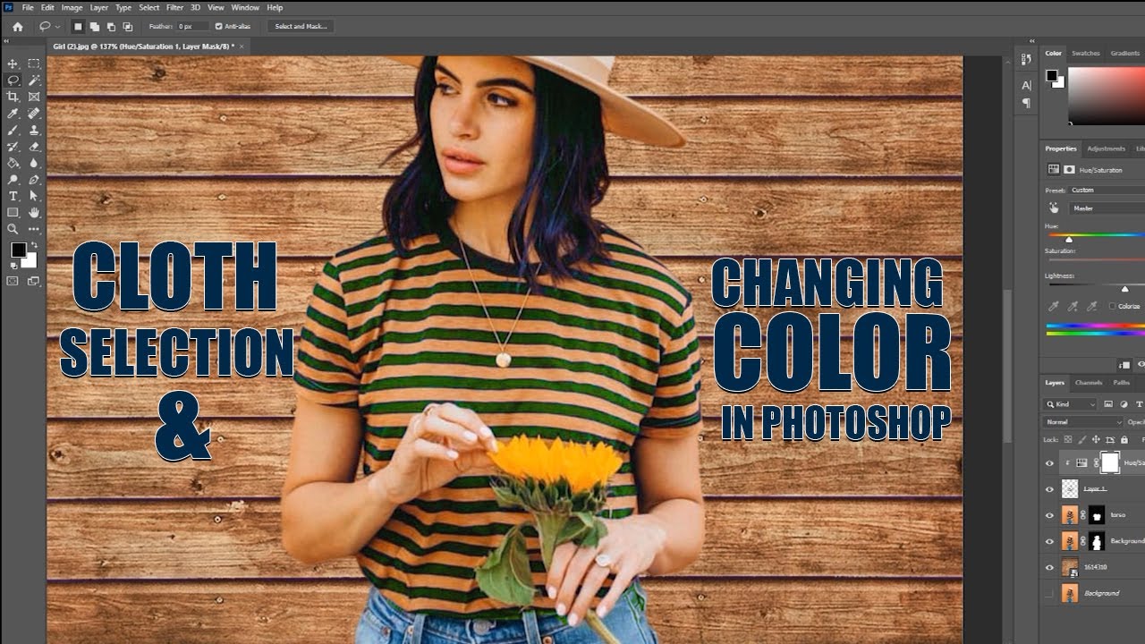 How to make Selection and change cloth color in Photoshop CC ...
