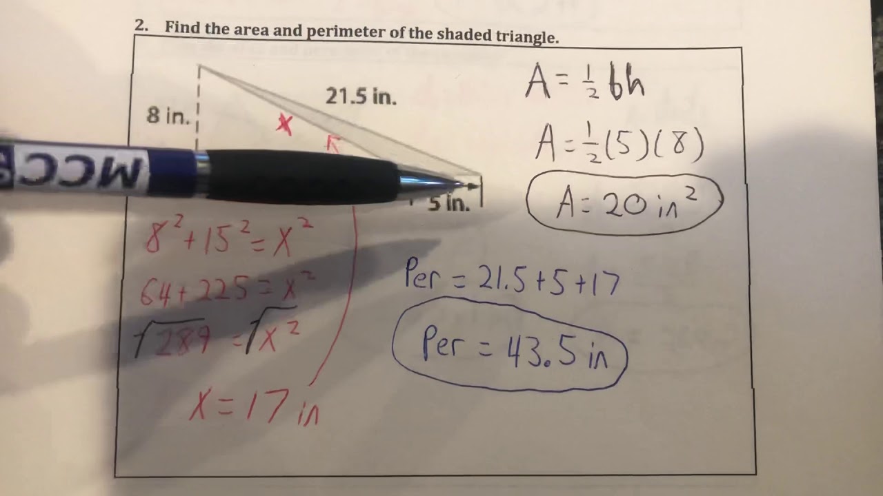 Area and Perimeter of a Triangle Example - YouTube