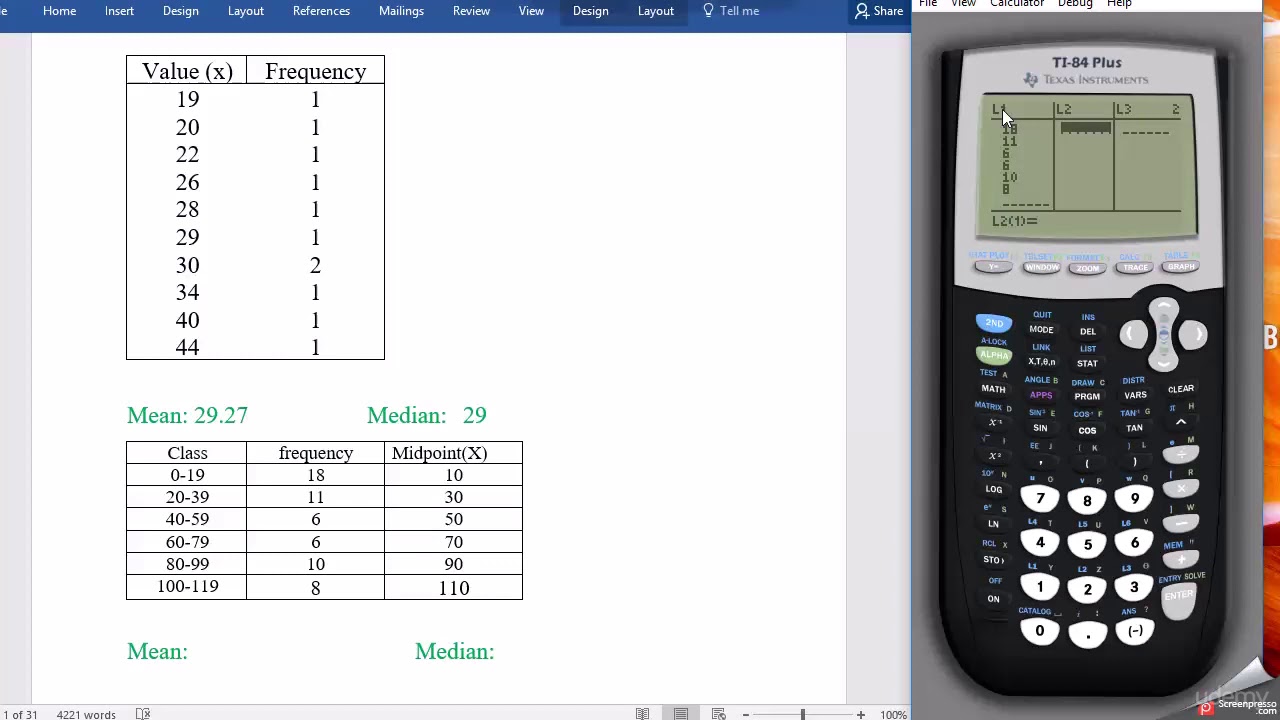 College Statistics with TI-84 plus Series 4: Mean, Median and Mode 3 ...