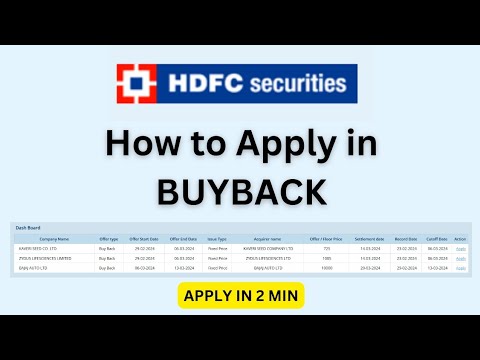 How to apply in Buyback from HDFC securities - YouTube